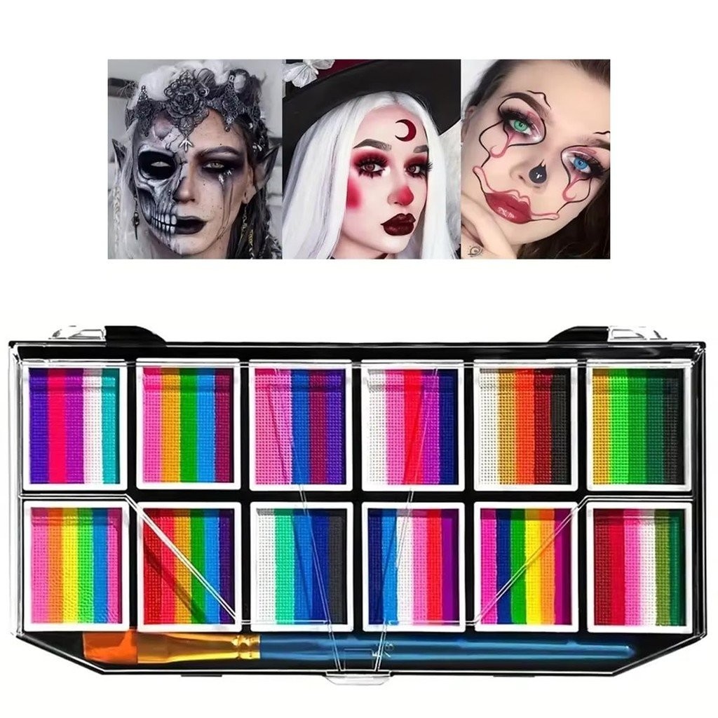 12 Colors Face Body Paint Palette,Split Cake Face Paint Palette FX ...