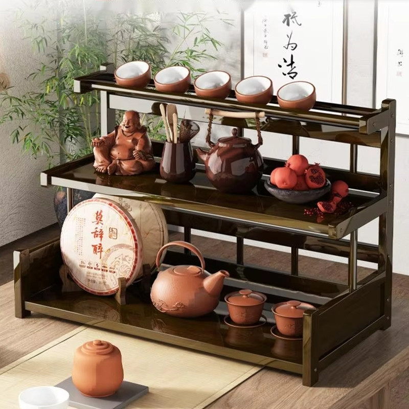 Desktop Storage Small Antique Shelf Table Shelf Tea Cup Teapot Holder ...