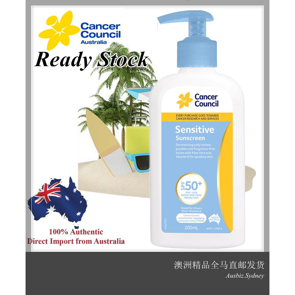 Cancer Council SPF 50+ Sensitive Sunscreen ( 200ml ) | Shopee Singapore