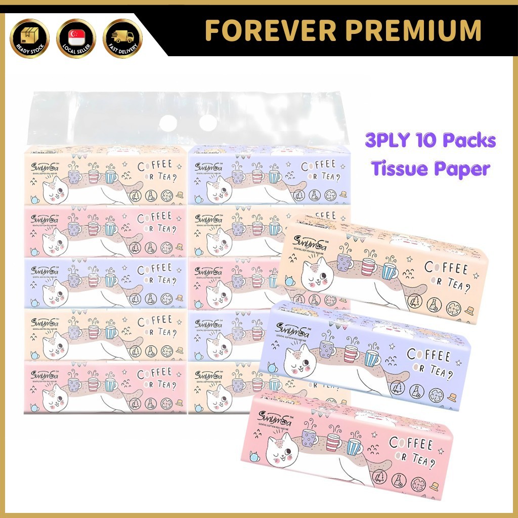 (FOREVER PREMIUM) 3PLY 10 Packs Extra Large Toilet Tissue Paper Soft ...