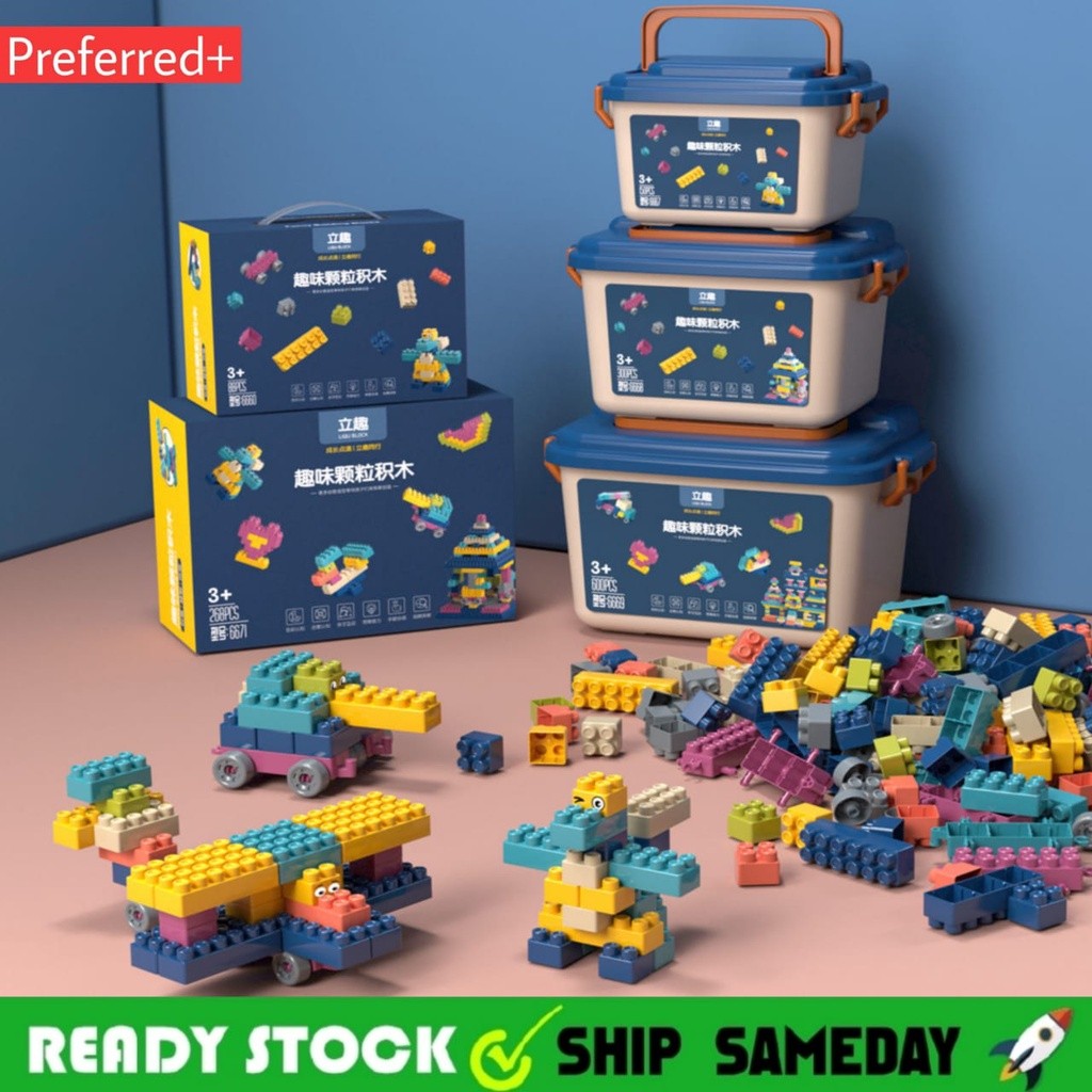 600 pcs Kids Small Building Blocks Bricks with Base Plate Toy Permainan ...