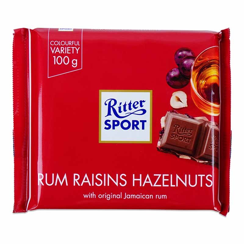 Ritter Sport Rum Raisins Hazelnuts Chocolate Bar 100G | Shopee Singapore
