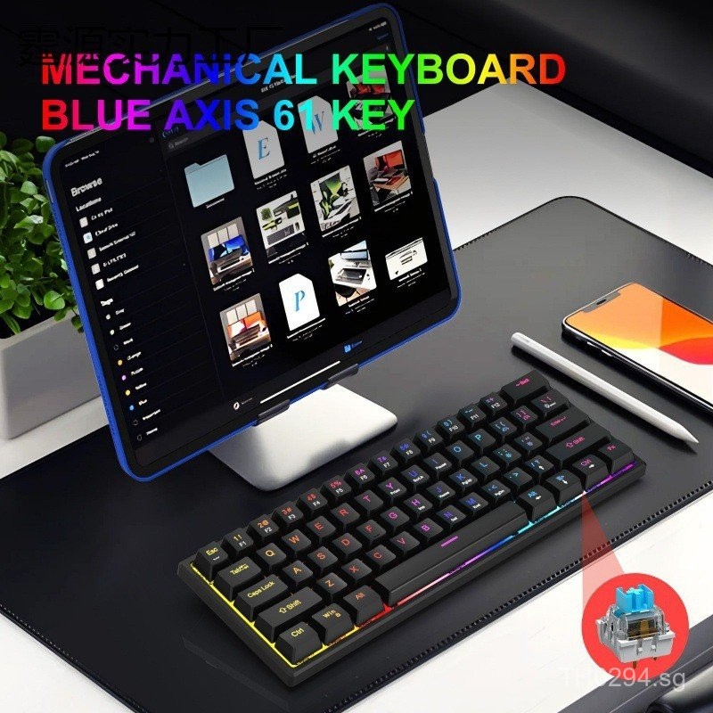 Portable Mechanical Keyboard Keys for Gaming Mini Wired Mini61Typing ...