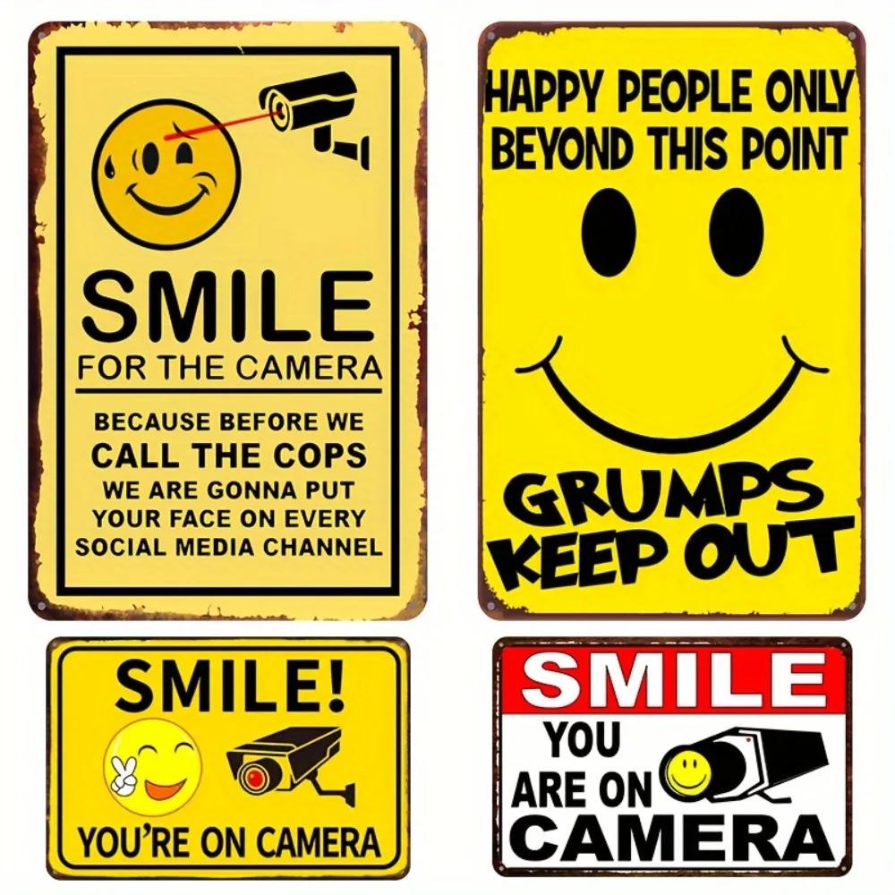 Outdoor Aluminum Tin Sign Smile Youre on Camera Video Surveillance ...