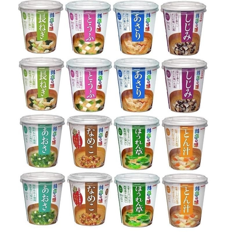 Marukome Cup Miso Soup Ryotei no Aji [Limited Edition - 16 servings] 8 types x 2 each, Assorted ...