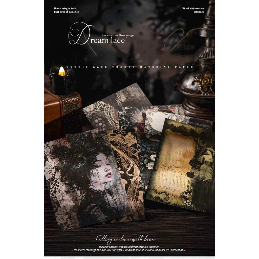JIANWU Dream Lace Series Vintage Gothic Lace Flower Character Collage ...