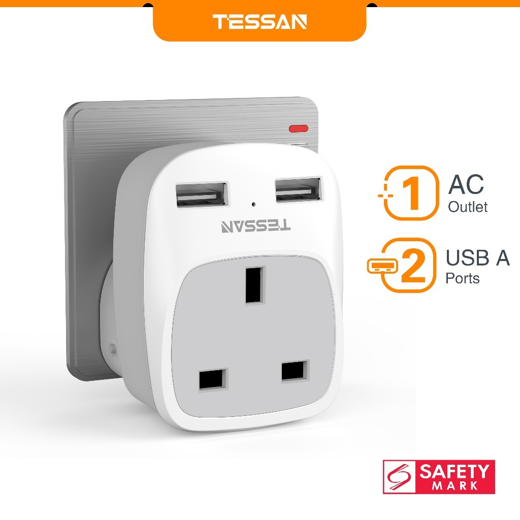Tessan Plug Socket Adapter With Usb Mini Power Extension Plug Adaptor 3c Device Mobile Phone