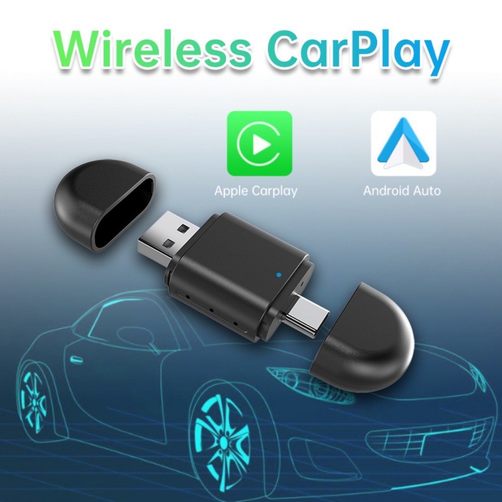 New 2 in 1 Wireless CarPlay Android Auto Apple Carplay Adapter Mini AI ...