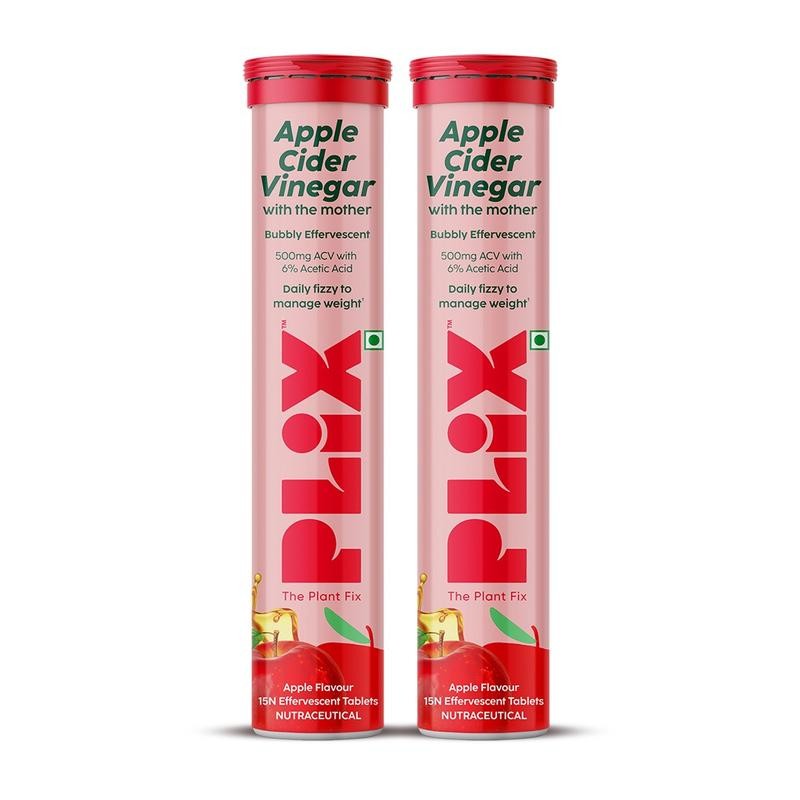 Plix Life, Apple Cider Vinegar Effervescent Tablets with 700mg ACV 2 ...