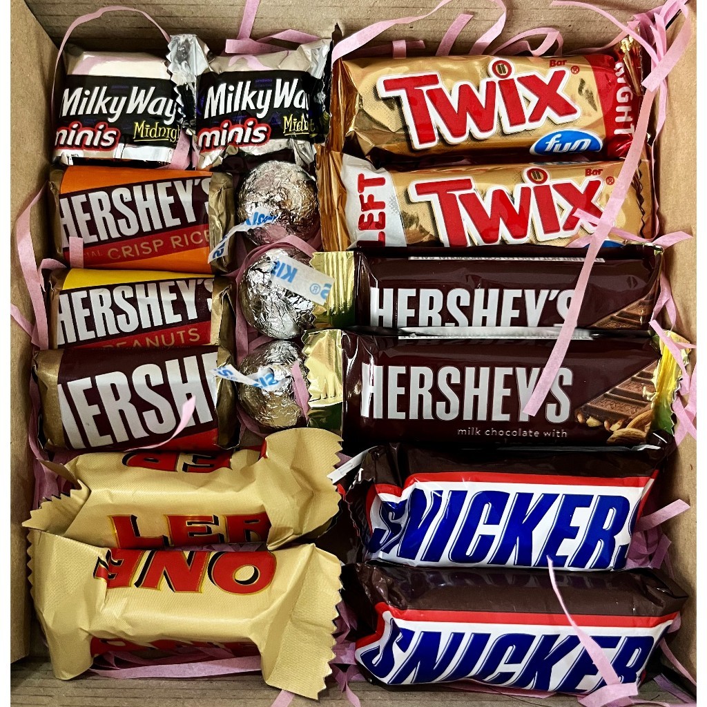CHOCOLATE GIFT SET 16 PIECES SMALL BOX- TWIX HERSHEY'S SNICKERS MILKY ...