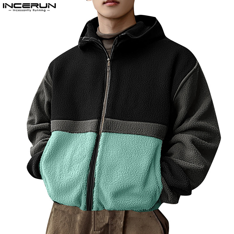 INCERUN Men Korean Daily Casual Patchwork Long Sleeve Stitching Color ...
