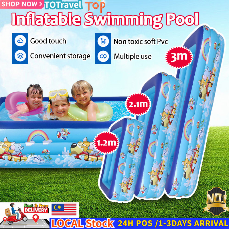 3M/2.1M/1.2M 3 Rings Inflatable Swimming Pool Children Bathtub kids ...