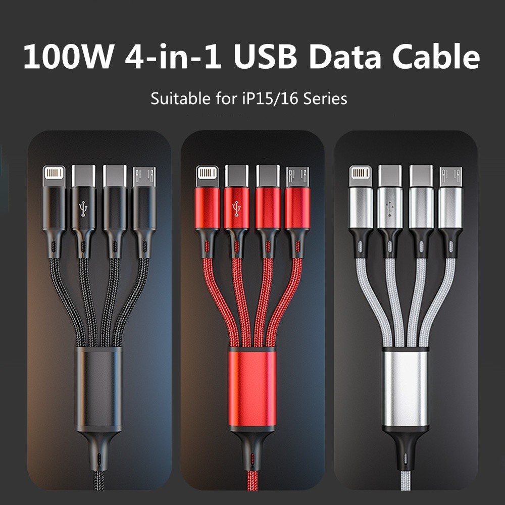 4 in 1 Micro USB Type C Fast Charging Cable 3A Quick Charge Phone Data ...