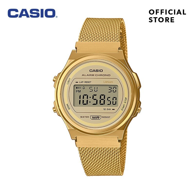 CASIO GENERAL A171WE Unisex Vintage Digital Watch Stainless Steel Band ...