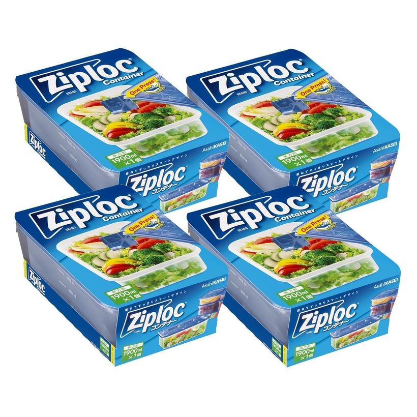 [Bulk Set] Ziploc Rectangular Container 1900ml 1 Piece × 4 Pack ...