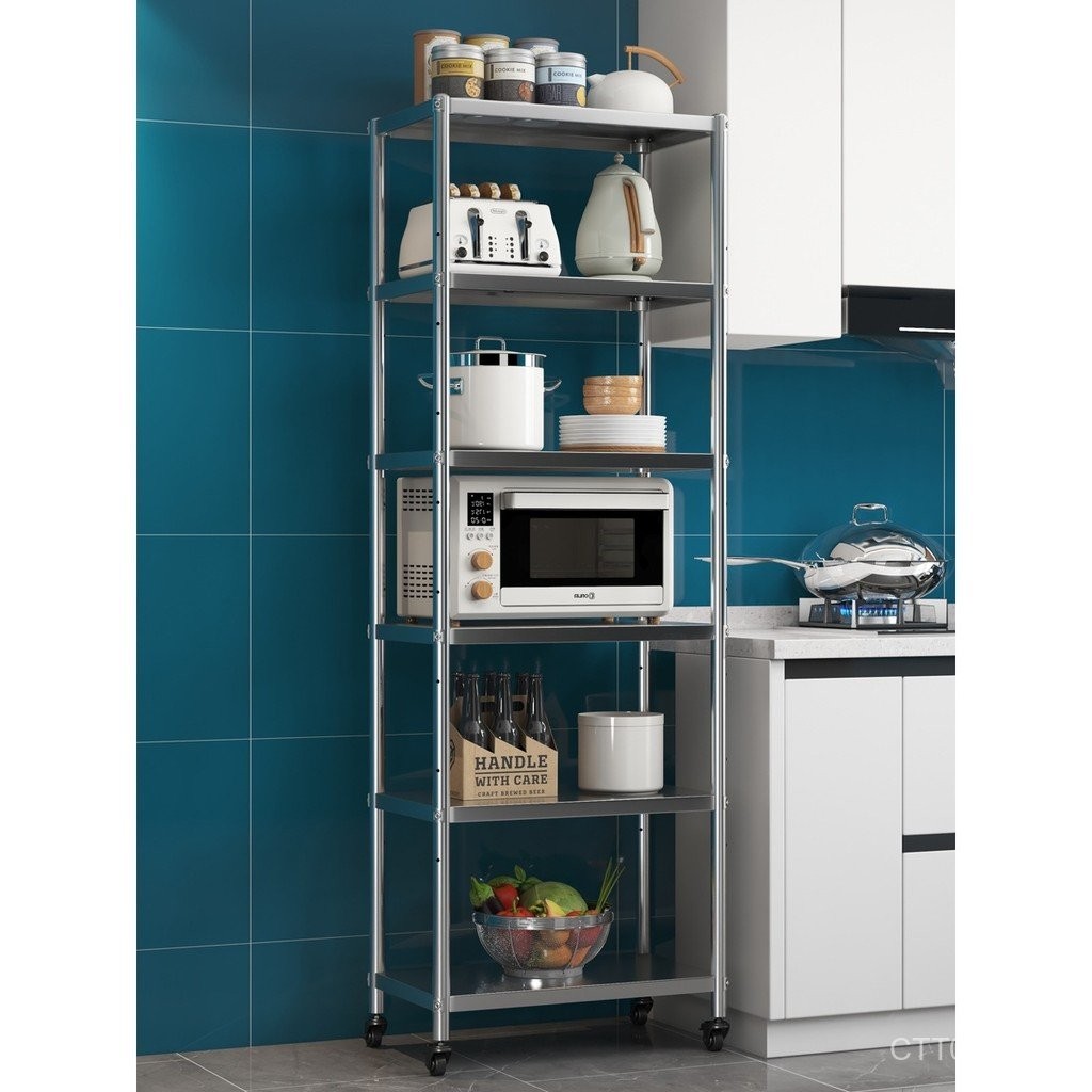 Wheeled Movable Side Multi-layer Storage Rack Stainless Steel Gap ...
