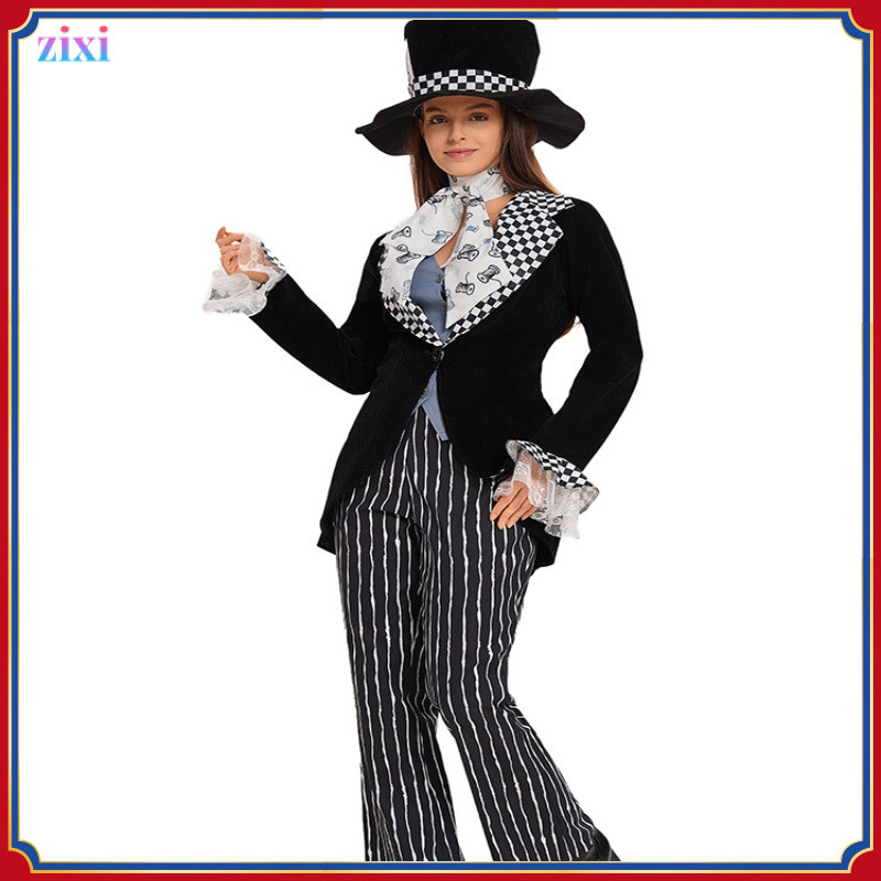 Cos Halloween Cartoon Costume Alice in Wonderland Mr. Hatter Costume Mr ...