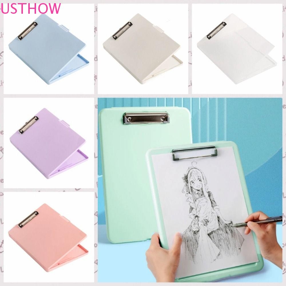 USTHOW Student Writing Pad, Side Opening Plastic A4 File Folder, Multi ...