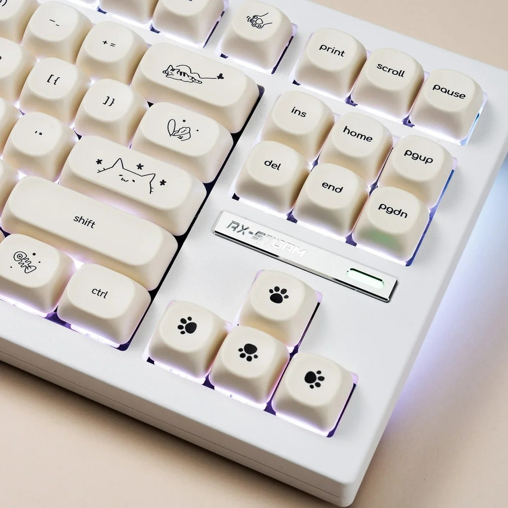 Milky Cat Keycap MOA Profile 124 Keys PBT Dye Sublimation Mechanical ...