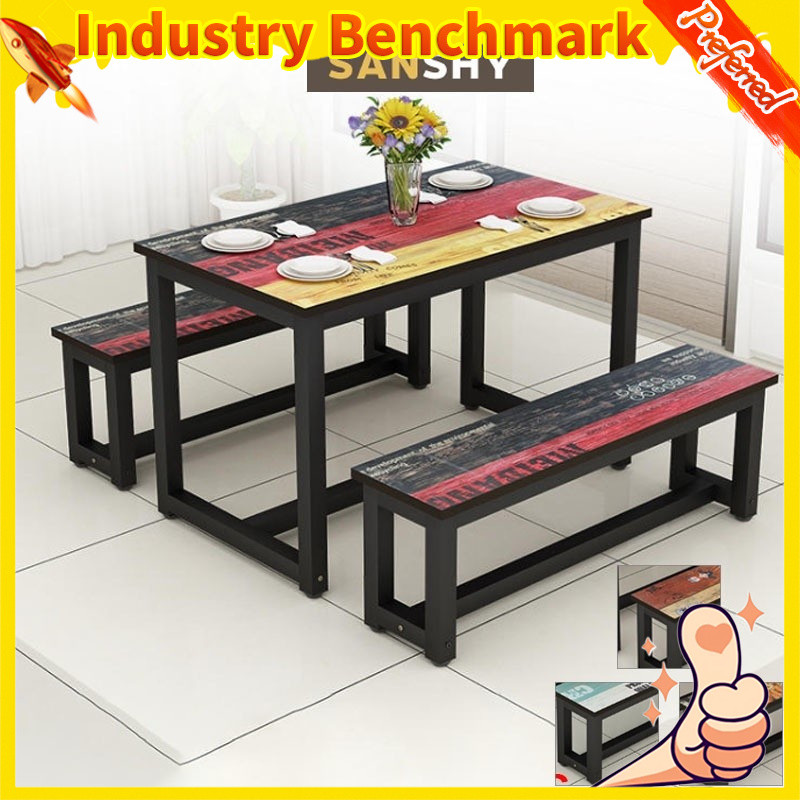 【Overseas Stock】[有货]Dining Table With Chair Combination Retro Bench ...