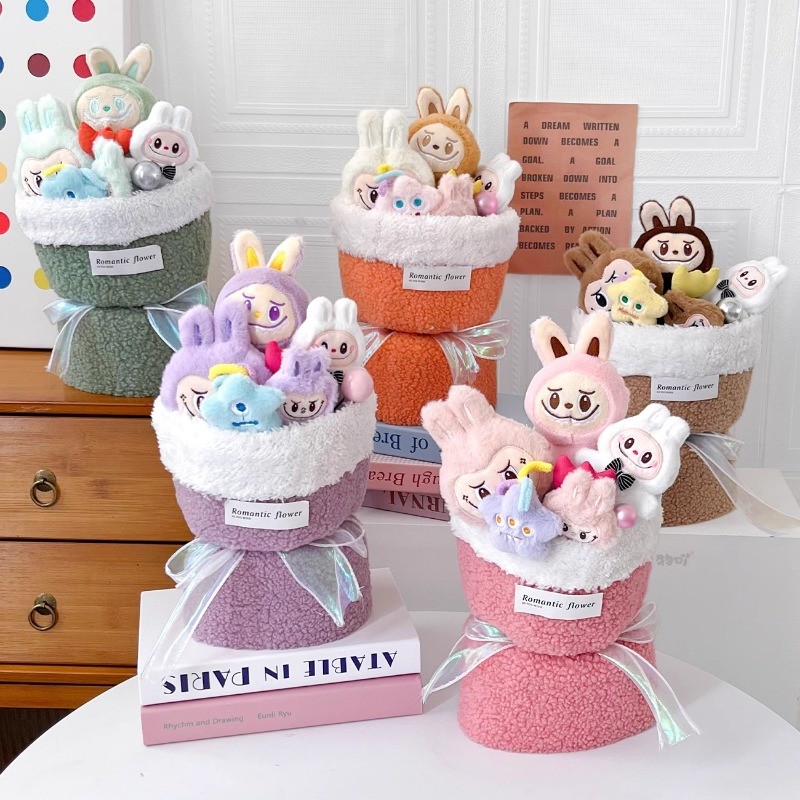 Cartoon Labubu Plush Bouquet Anime Plush Doll Home Wedding Decoration ...