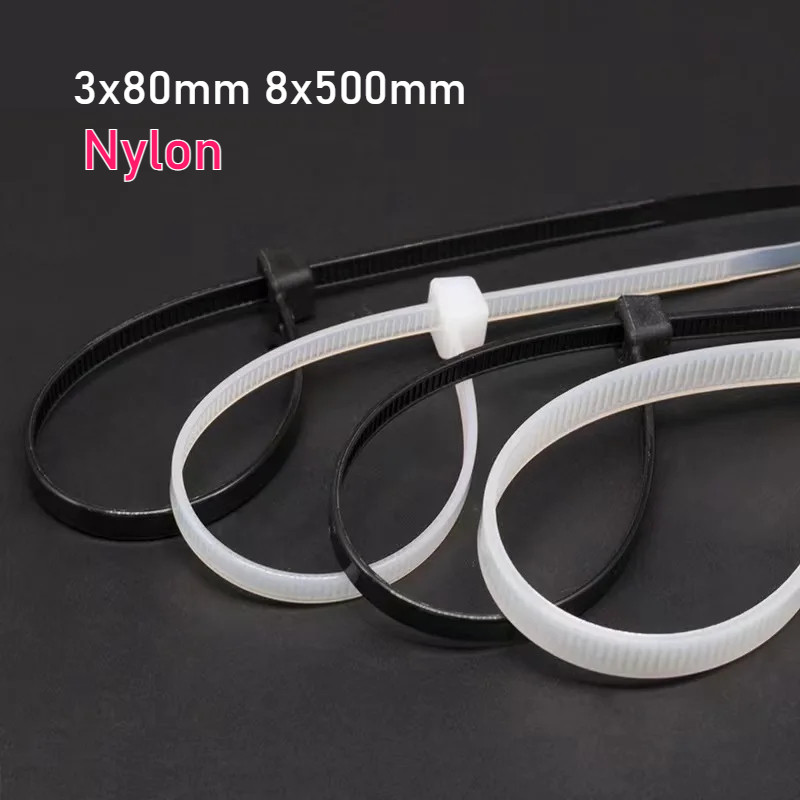 Black White Cable Ties Self-locking Plastic Nylon Wire Cable Zip Tie ...
