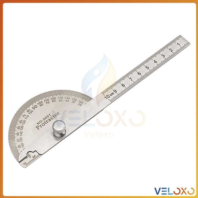VEO Stainless Steel Protractor Adjustable Roundhead Ruler 180 Degree ...