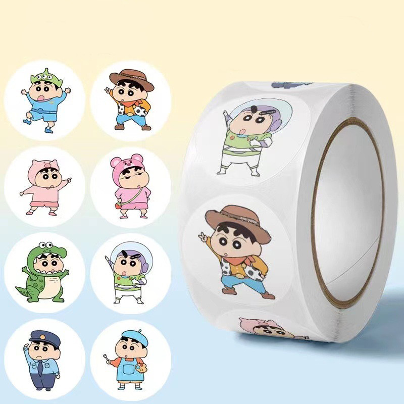 500 pcs 8 images Crayon Shin-Chan Cartoon Stickers Roll/Stickers Tape ...