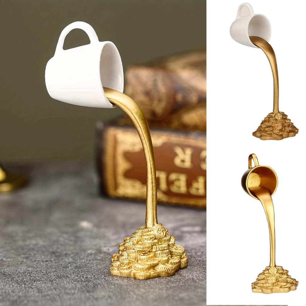 Floating Coffee Cup Pour Gold Coin Floating Cup Ornament Resin Pouring ...