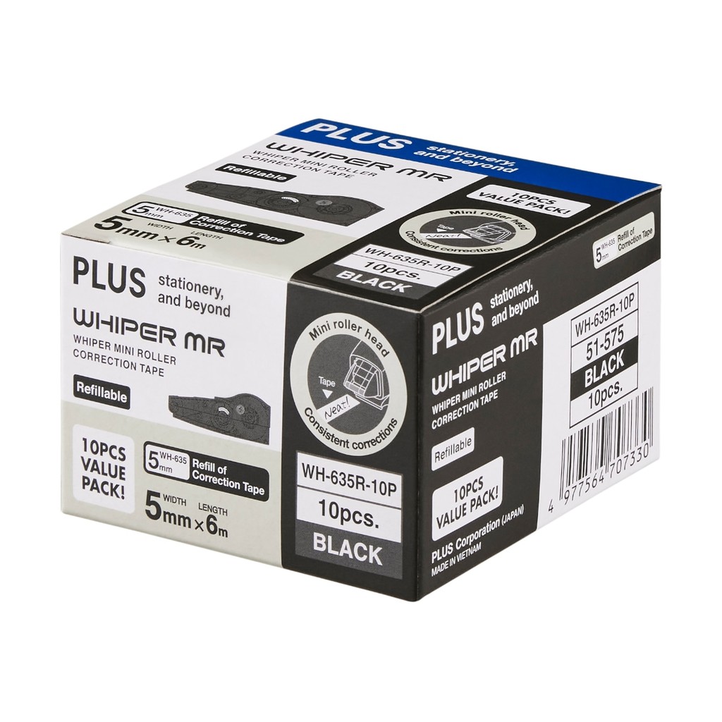 Plus Whiper MR Correction Tape Refills Set (Black) | Shopee Singapore