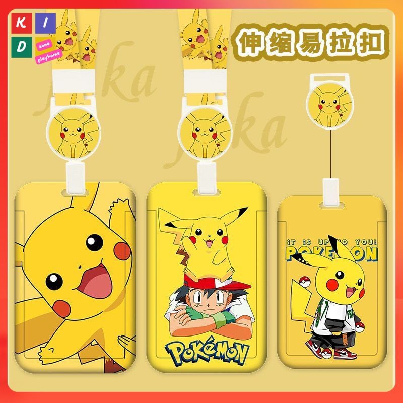 Pokemon Pikachu Cute Cartoon Student Card Holder Lanyard Bus ID Card ...