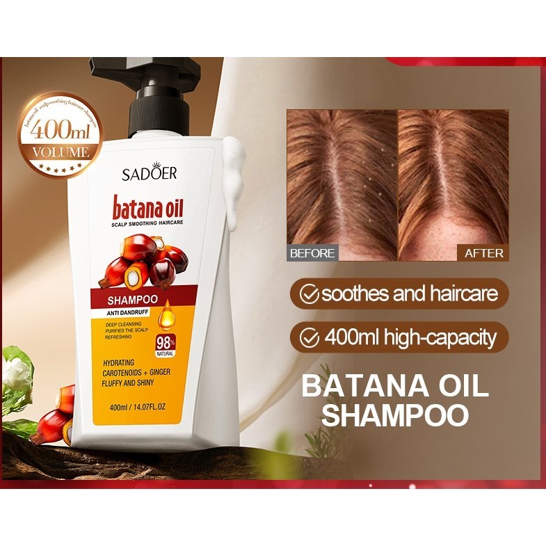 SADOER Batana Oil Shampoo Anti-Dandruff 400ml Ginger Fluffy And Shiny ...