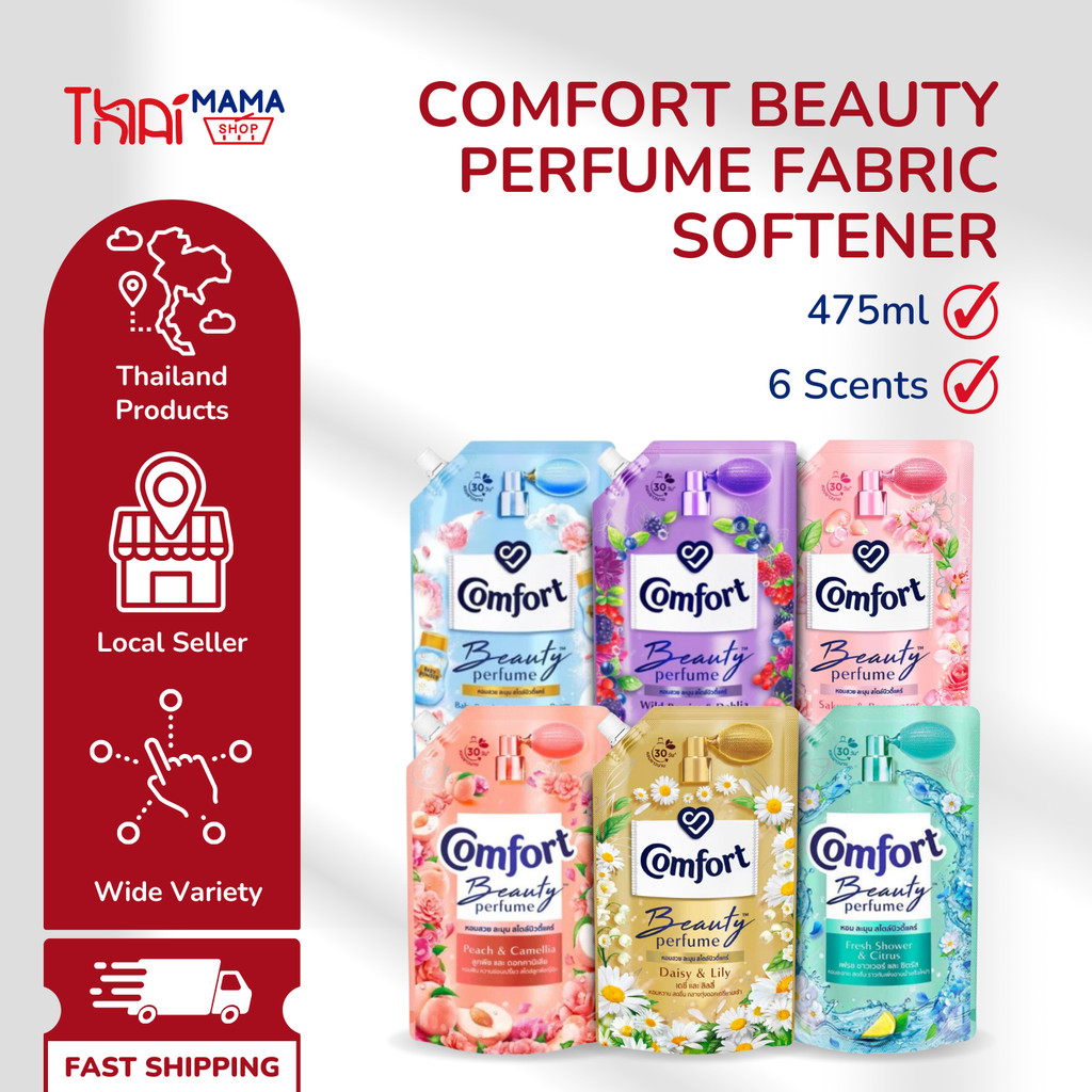 Comfort Beauty Perfume Fabric Softener – 470-475ml, Fragrant, Sakura & Rosewater, Daisy & Lily ...