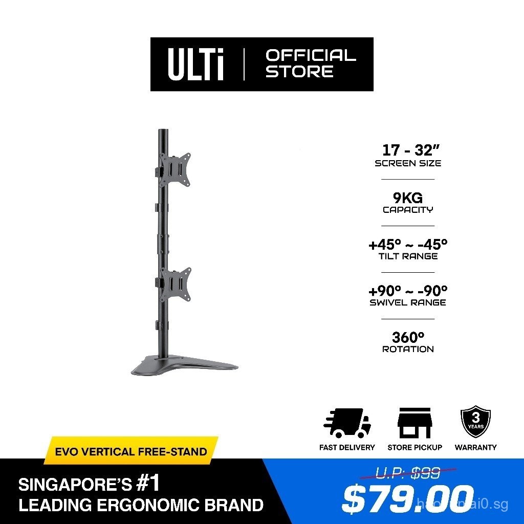 【In stock】ULTI Evo Dual LCD 13 to 32 inch Monitor Vertical Desk Stand ...