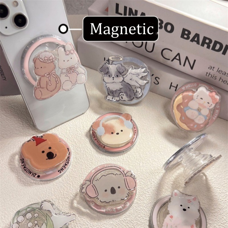 Cute Cartoon Listening Music Cat For Magnetic Phone Griptok Phone Holder Stand Universal Phone ...