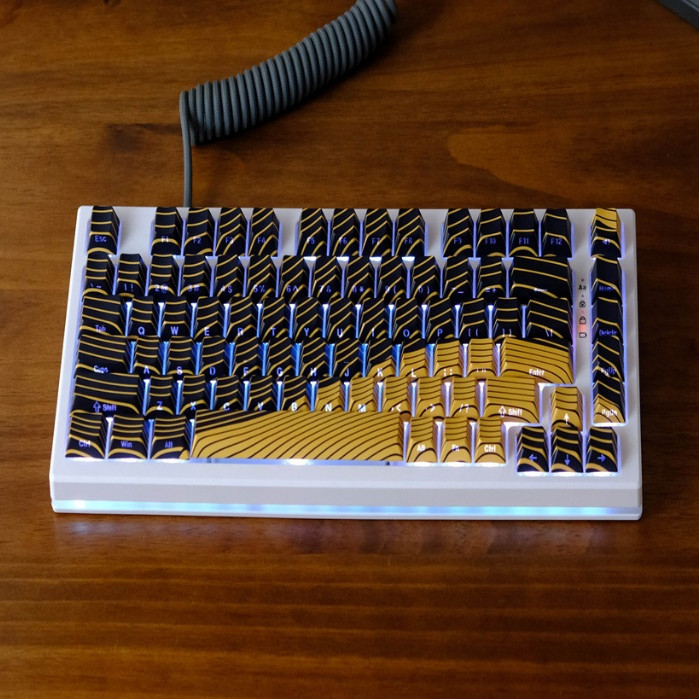 Black Gold Side light transmission Keycap 136 Keys PBT Material Cherry ...