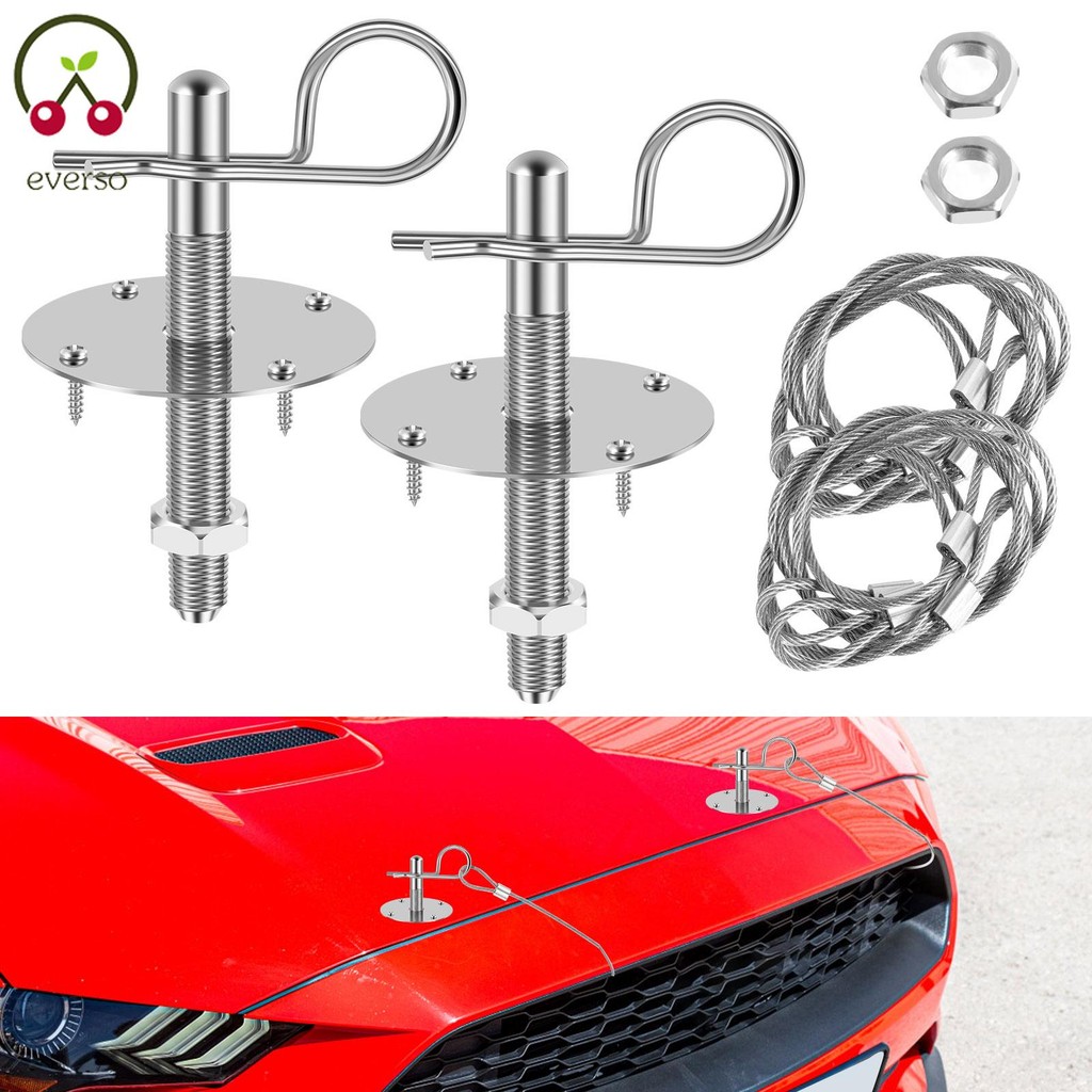 Hood Pin Plate Lock Kit Stainless Steel Engine Hood Pin Bonnet Lock ...