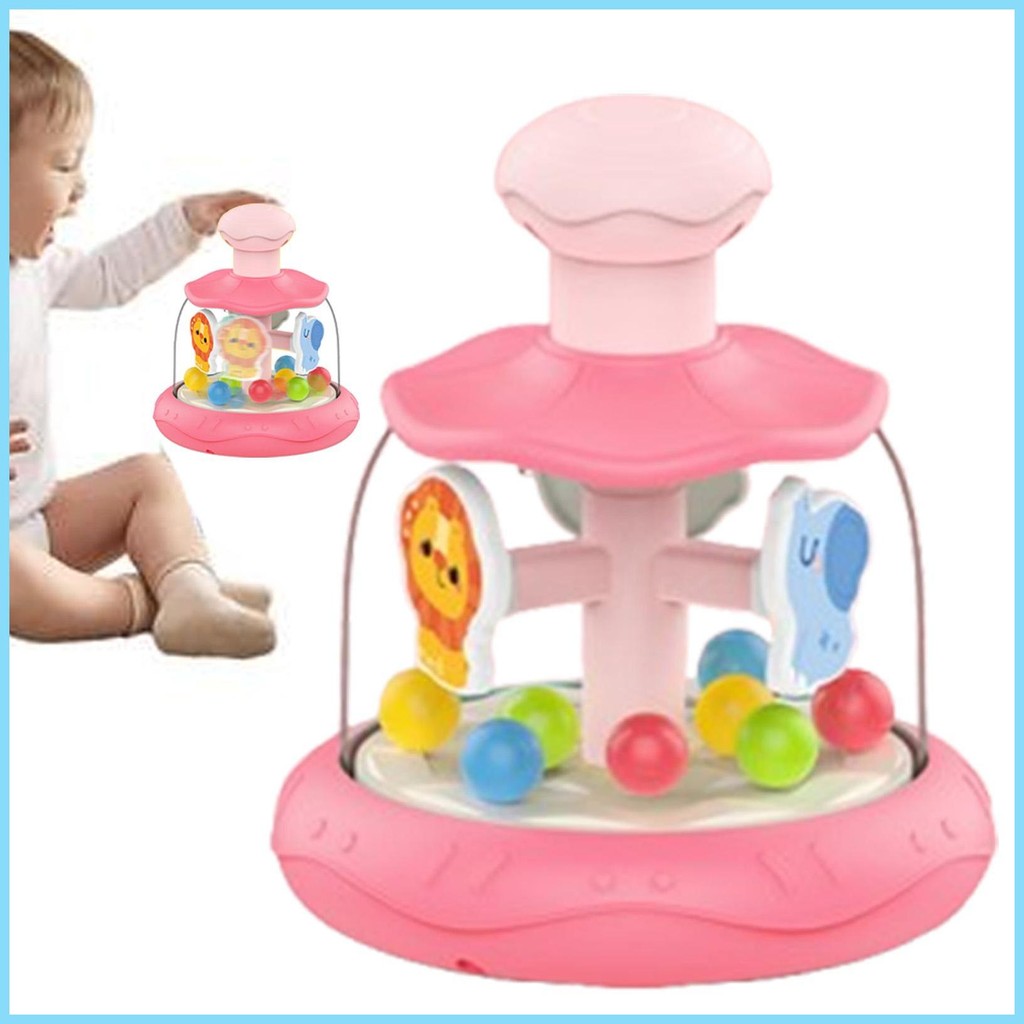 Press Carousel Toy Cartoon Push and Spin Rotating Toy Fine Motor Skill ...