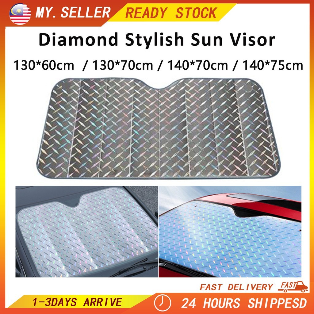 Laser Diamond Car Sun Visor Car Sun Shade 5 Layers Sun Protection Front ...