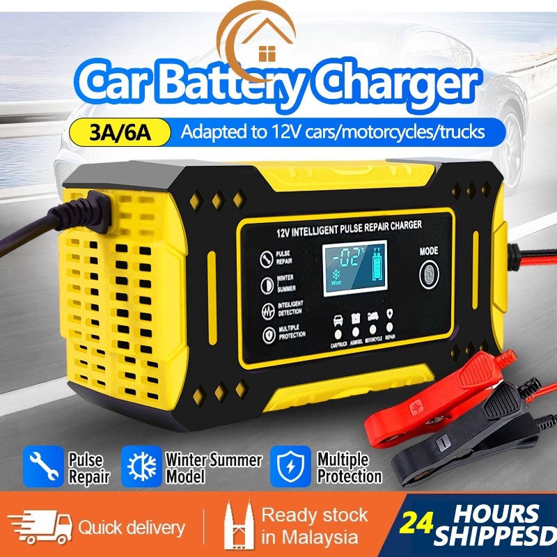 🔧12V 24V Charger Bateri Kereta Car Battery Charger Cas Bateri Motor ...