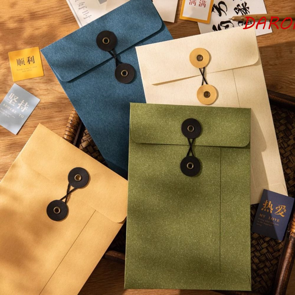 DARON Kraft Paper Envelopes, A4/A5 with String Tie Closure Clasp ...