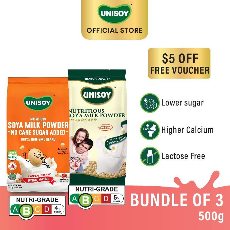 Bundle 3 UNISOY Nutritious Soy Milk Powder - No Cane Sugar | Low Sugar ...