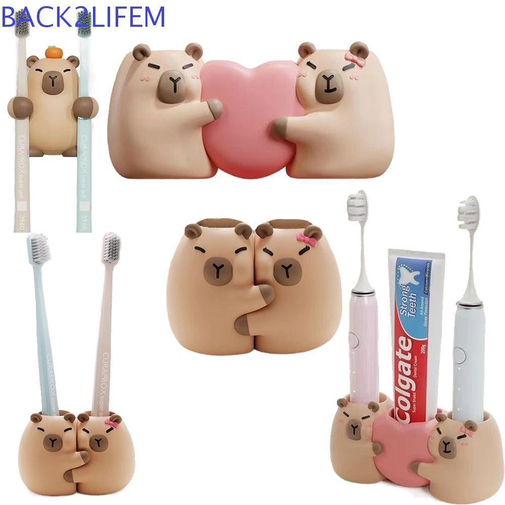 BACK2LIFEM Couple Toothbrush Rack, Hanging/Free Standing Drain Hole ...