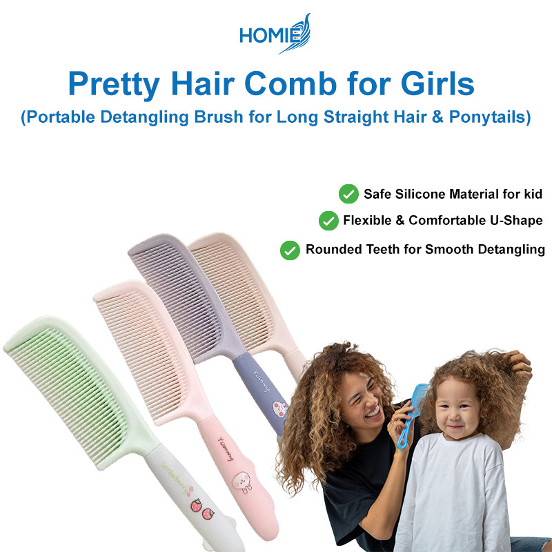 HOMIE Pretty Hair Comb for Girls (Portable Detangling Brush for Long ...