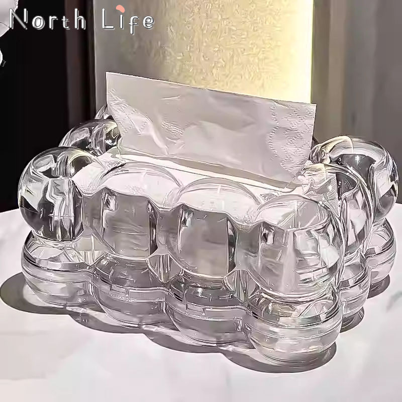Light Luxury Transparent Tissue Box Living Room Desktop Coffee Table ...