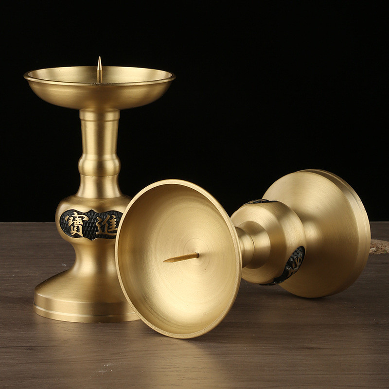 Free shipping Brass Candlestick a Pair of Glossy Candle Holders Are ...