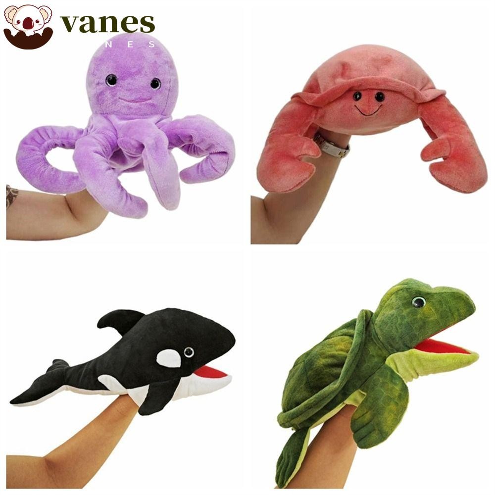 VANES Sea Animal Puppets, Hand Doll Movable Mouth Plush Shark Puppet ...
