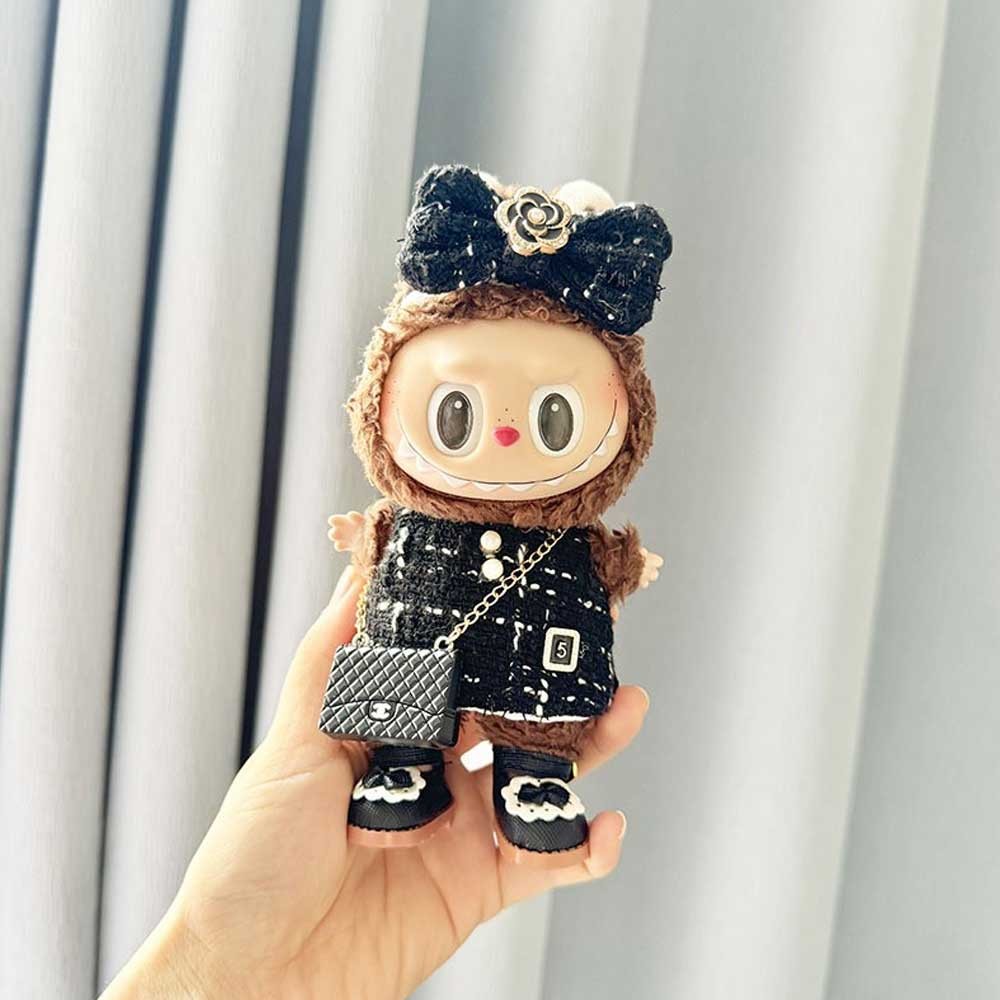 POP MART LABUBU The Monsters Plush Black Dress Outfits Headband Shoes ...