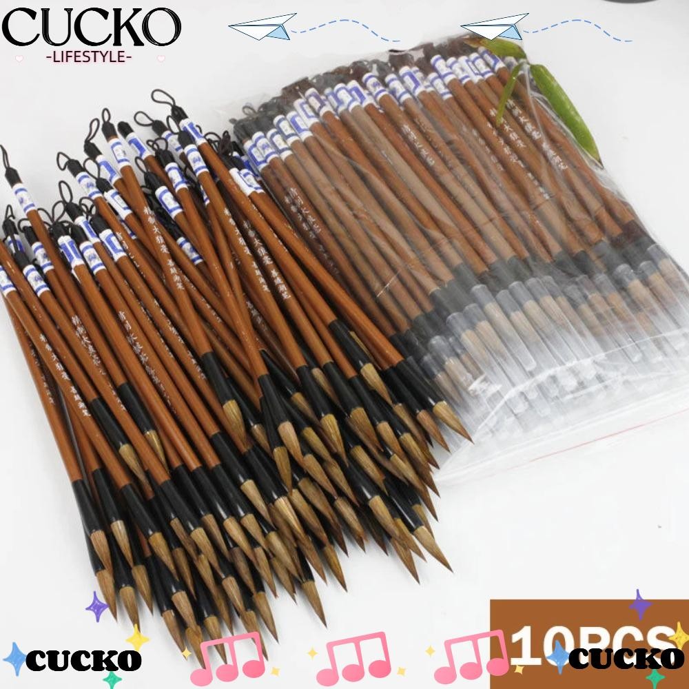 CUCKO 10PCS Writing Brush, Traditional Chinese Bamboo Calligraphy Brush ...