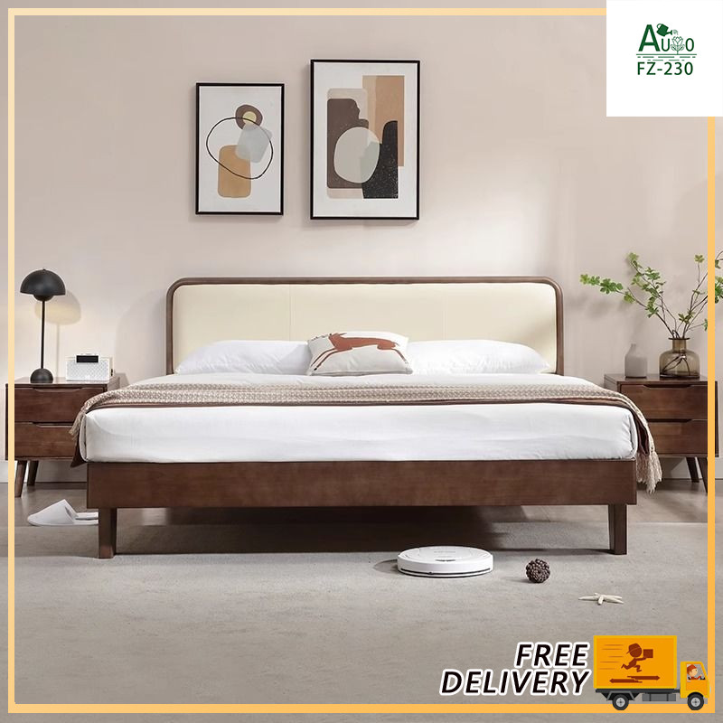 Nordic Solid Wood Bed Frame Oak Wood Bed Frame Super Single/Queen/King ...